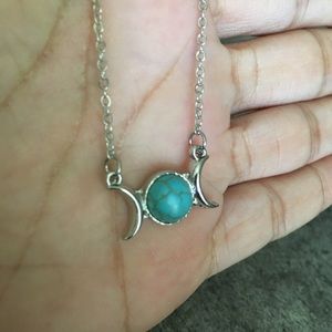 Jewelry | Turquoise Crystal Triple Moon Goddess Necklace | Poshmark